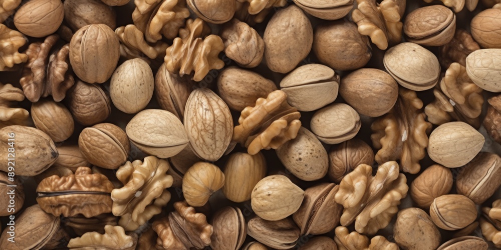 Nutty Delight: A High-Resolution, Overhead View of Walnuts Spread on a ...