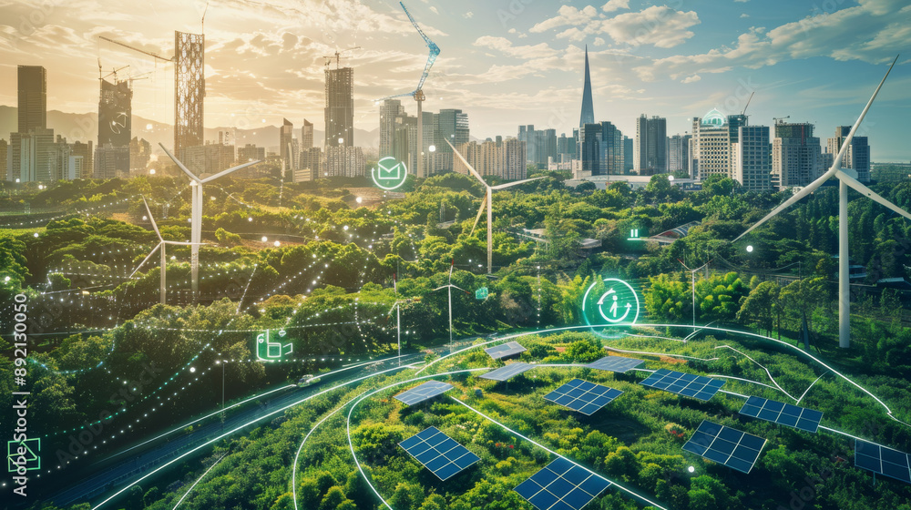 Smart cities use renewable energy sources like solar and wind power ...