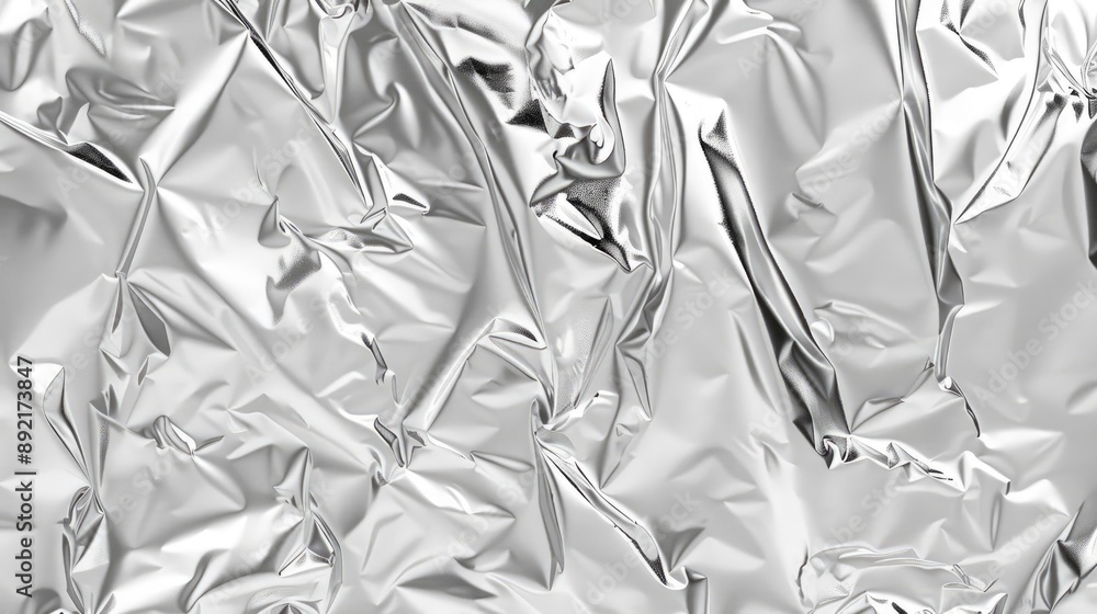 Ilustración de Stock Seamless shiny light grey crumpled metallic chrome ...
