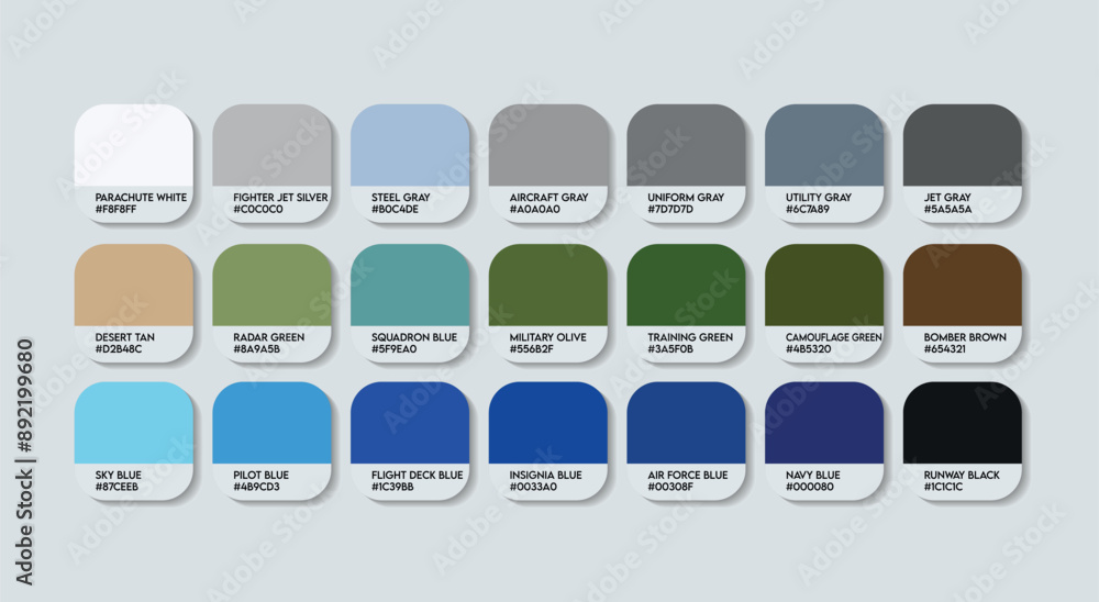 Vector de Stock Air Force Color Palette, Air Force Color Guide Palette ...