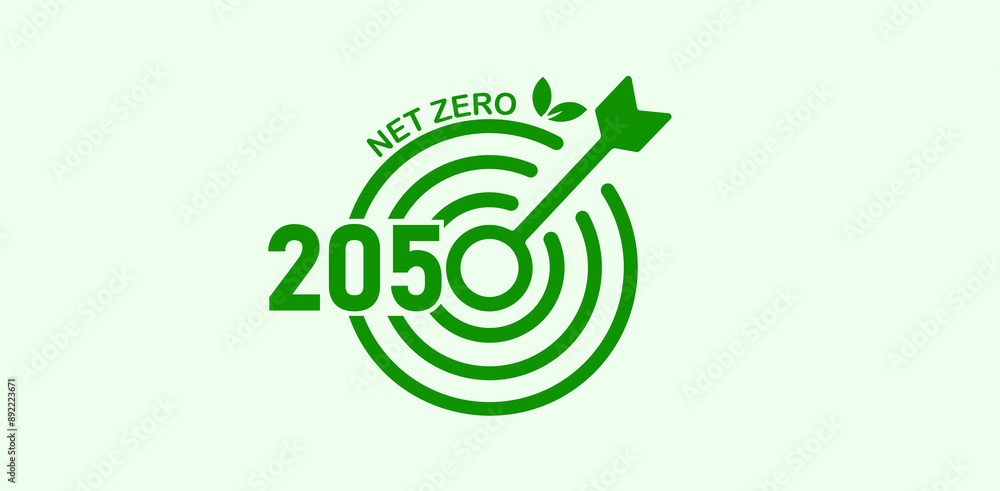 Vector de Stock Net zero by 2050, carbon neutral. Net zero greenhouse gas emissions target Long ...