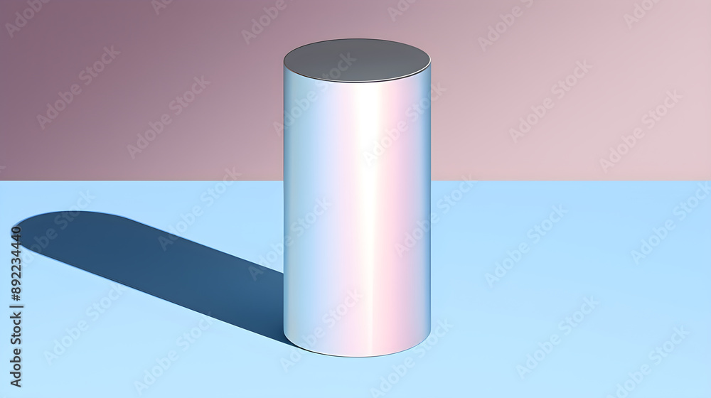 Upright Metallic Cylinder with Realistic Details and Cast Shadow Stock ...
