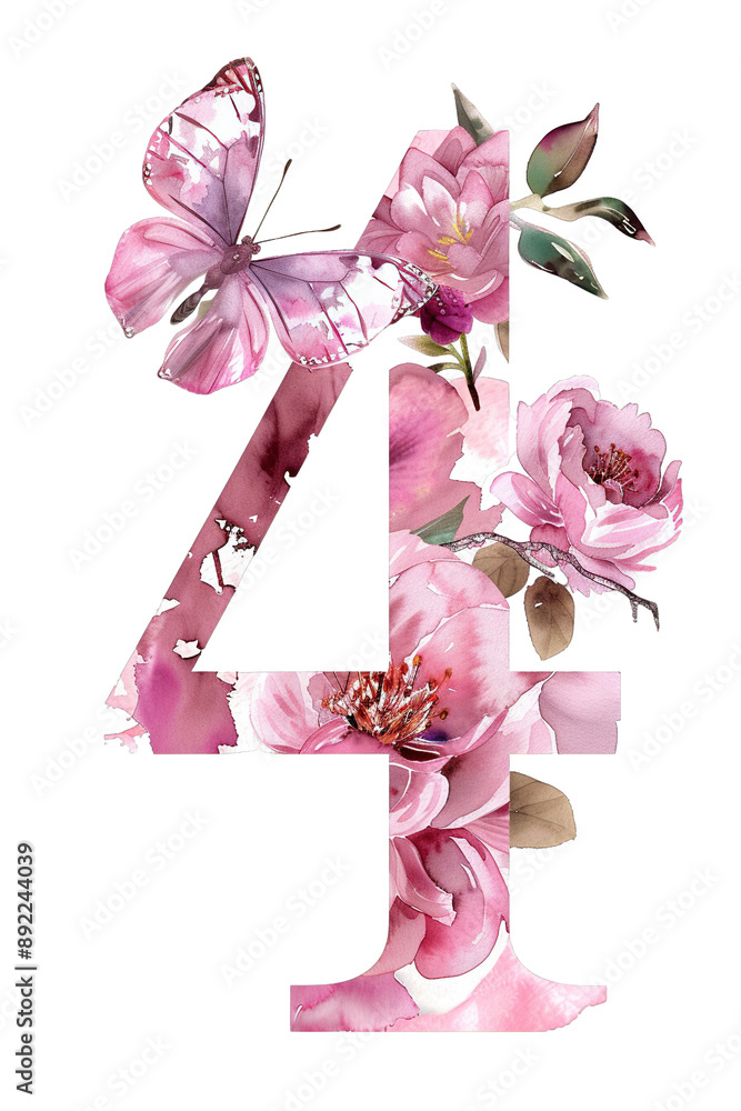 Watercolor Floral Alphabet Clipart Pastel pink Letters, Baby Milestone ...