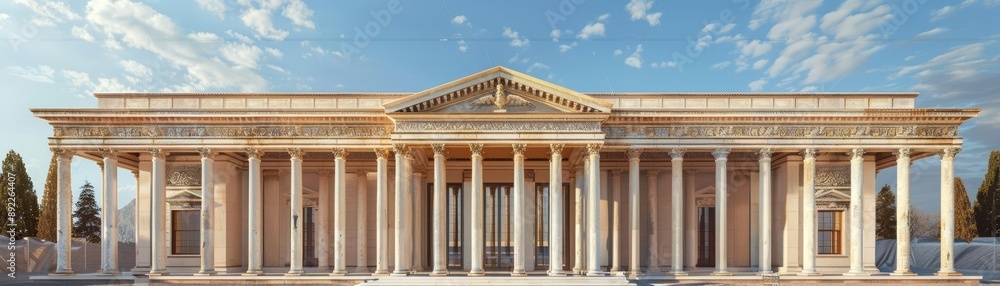 Classical building with symmetrical columns and pediments, showcasing ...