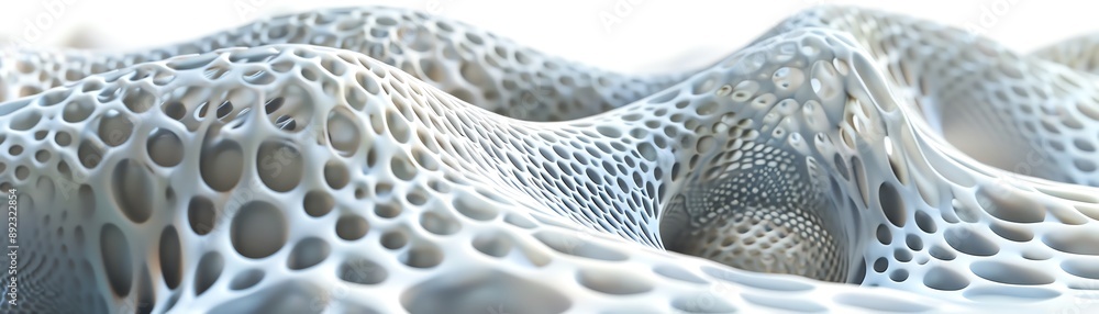 Dynamic 3D wave of interlocking white hexagons, creating a flowing ...