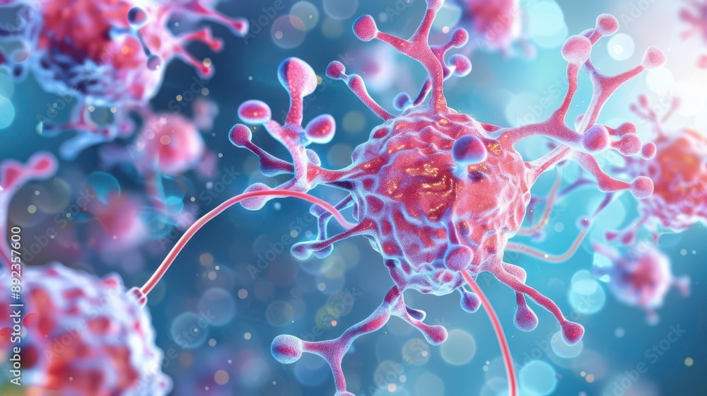 Anatomical 3D rendering of mast cell signaling pathways, mast cell ...