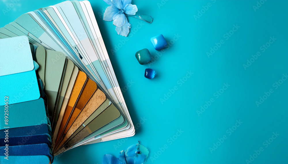 Color cyan and its applications, featuring elements like color palettes ...
