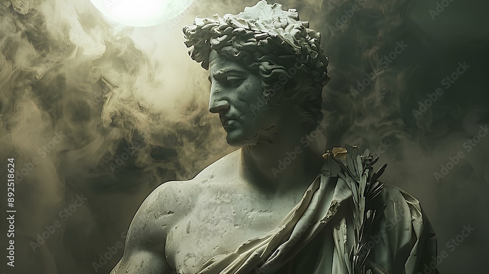 Ancient Greek statue of god Apollo in marble. roman god Phoebus. greek ...