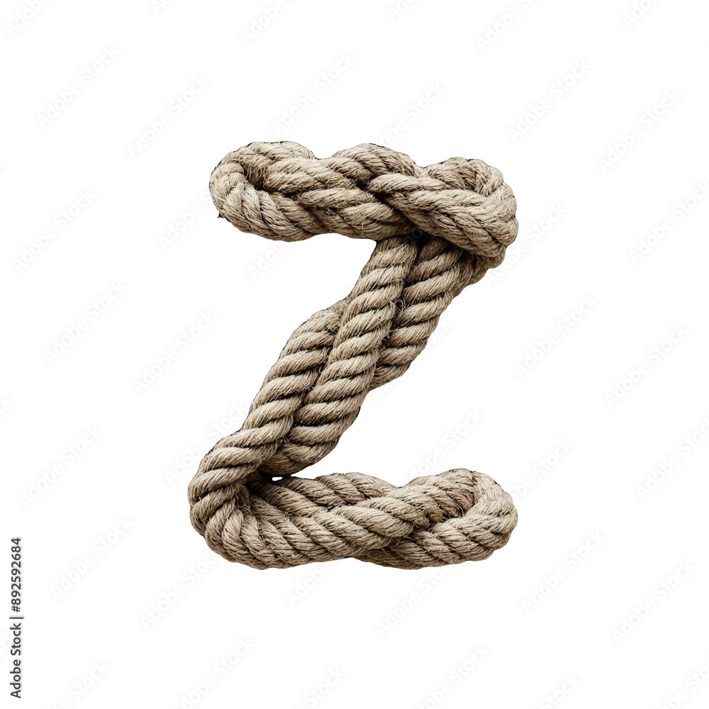 Letter Z. Natural Rope and Cord Artstyle. typography font, alphabet abc ...