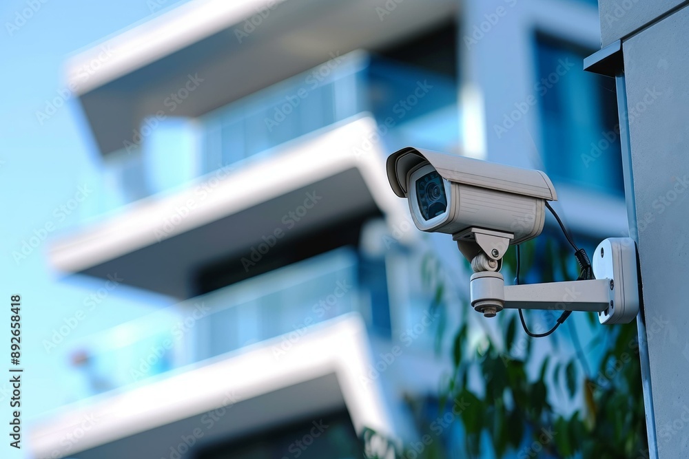 High-resolution image of a surveillance camera installed on the ...