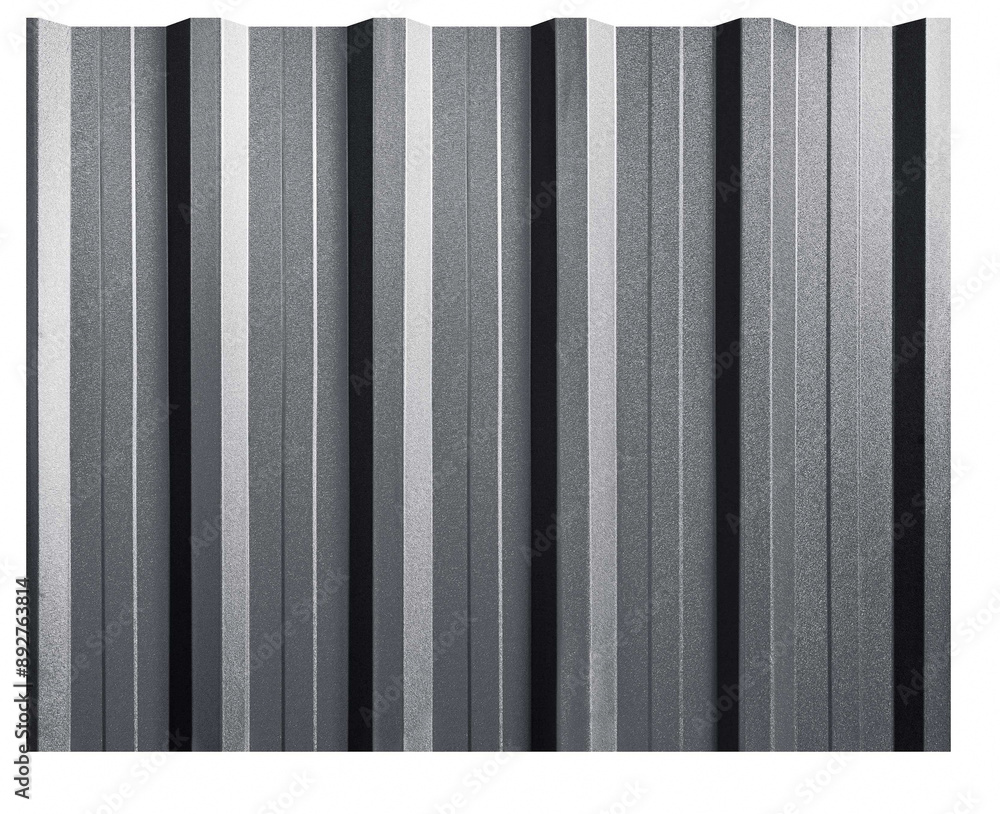 Galvanised steel corrugated profile. Flat roofing sheet isolated on ...