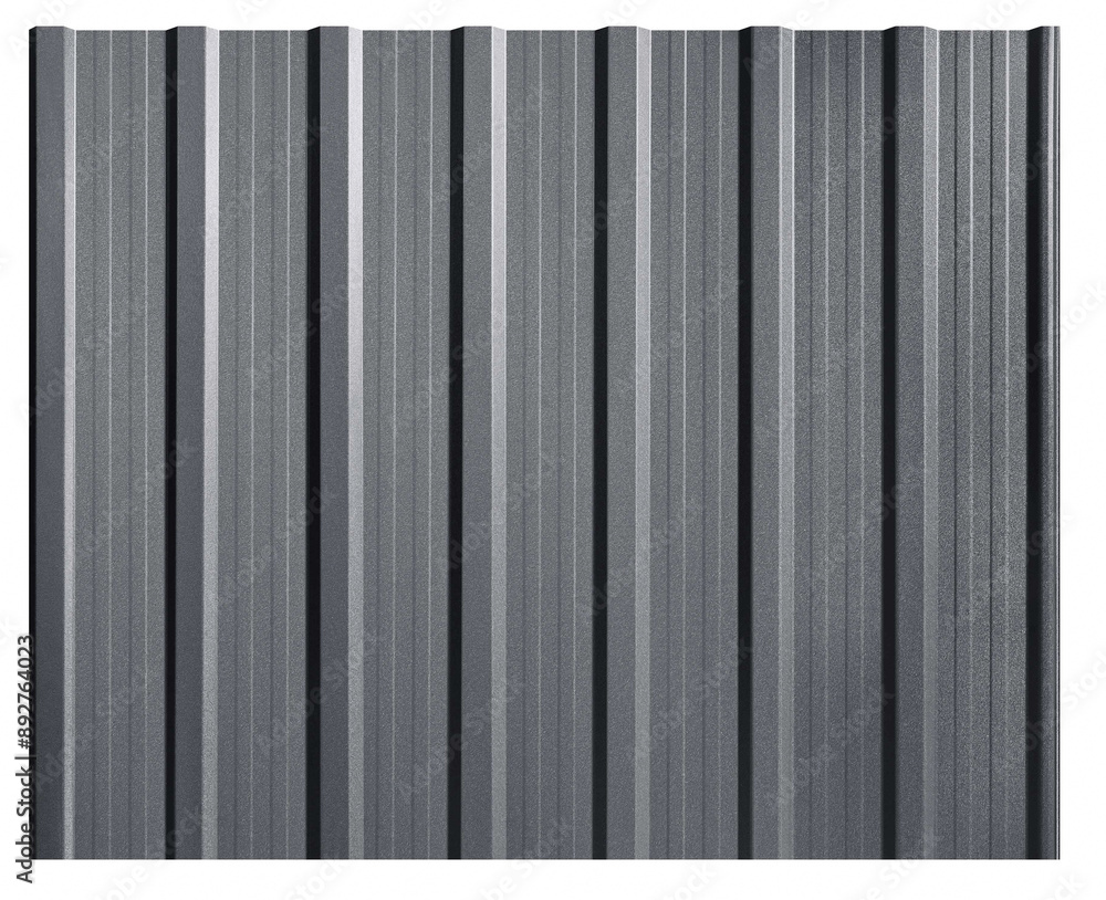 Galvanised steel corrugated profile. Flat roofing sheet isolated on ...