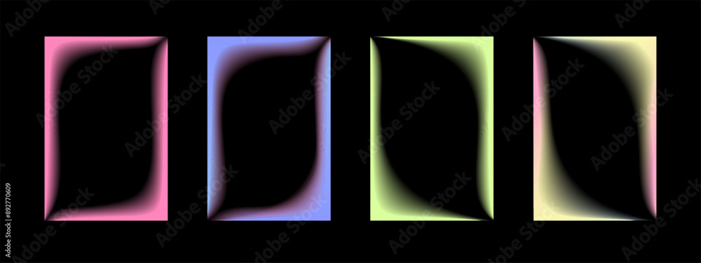 Collection of transparent rectangular gradient frames with wavy inner ...
