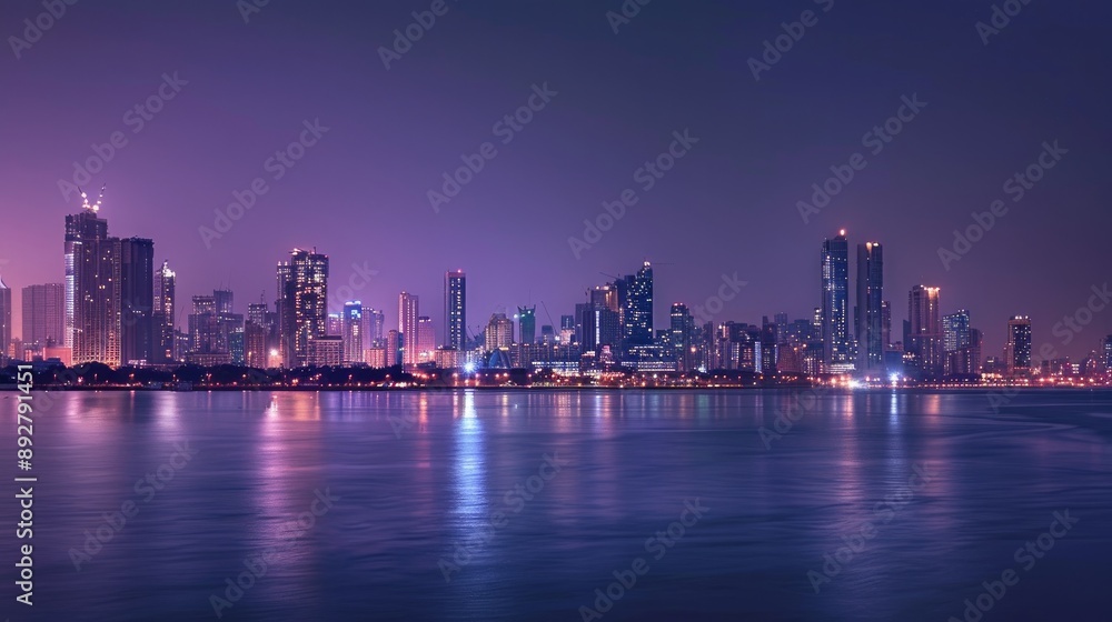 Mumbai skyline at night Maharashtra India Stock Illustration | Adobe Stock