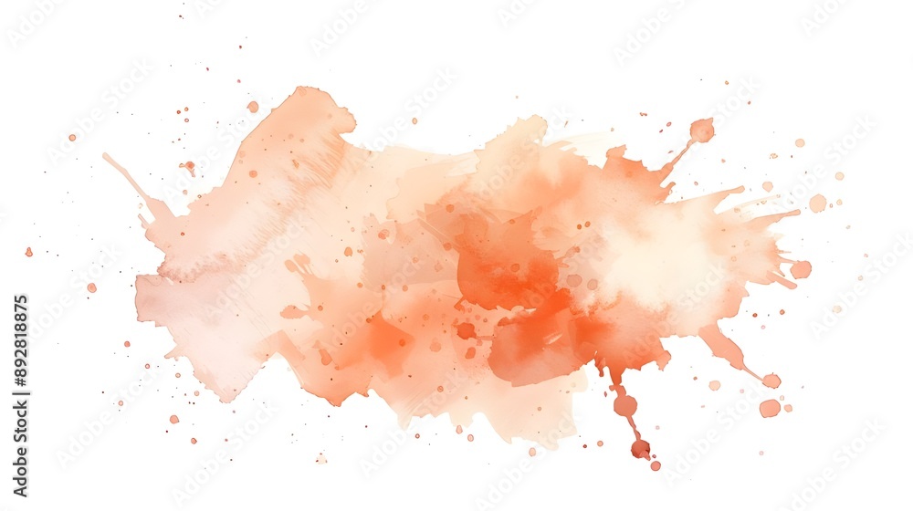 Watercolor splash of peaches on a white background. Brown watercolor ...