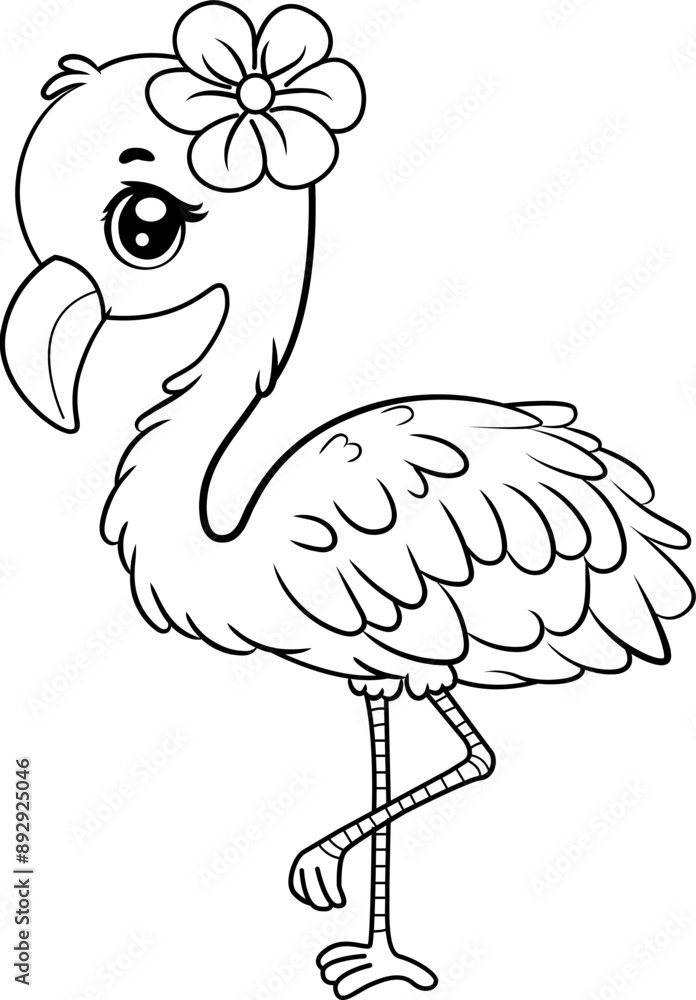 flamingo line art for coloring page Stock Vector | Adobe Stock
