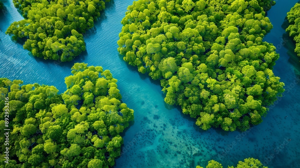 Stock-Foto „Aerial top view of green mangrove forest. Mangrove ...