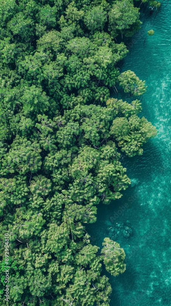 Aerial top view of green mangrove forest. Mangrove ecosystem. Natural ...