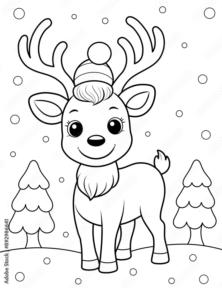 christmas reindeer coloring page. ready to print on standard 8.5x11 ...