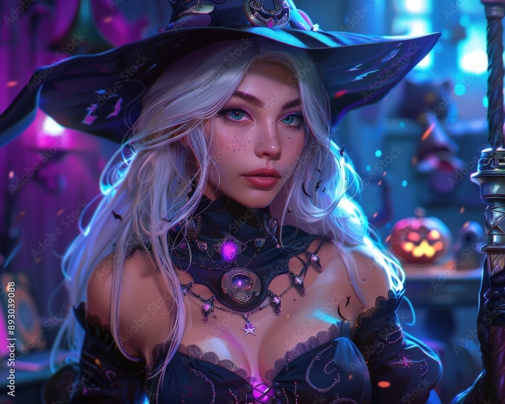 A Beautiful Female Android The Android Has A Humanoid Form With Synthetic Skin And Long White