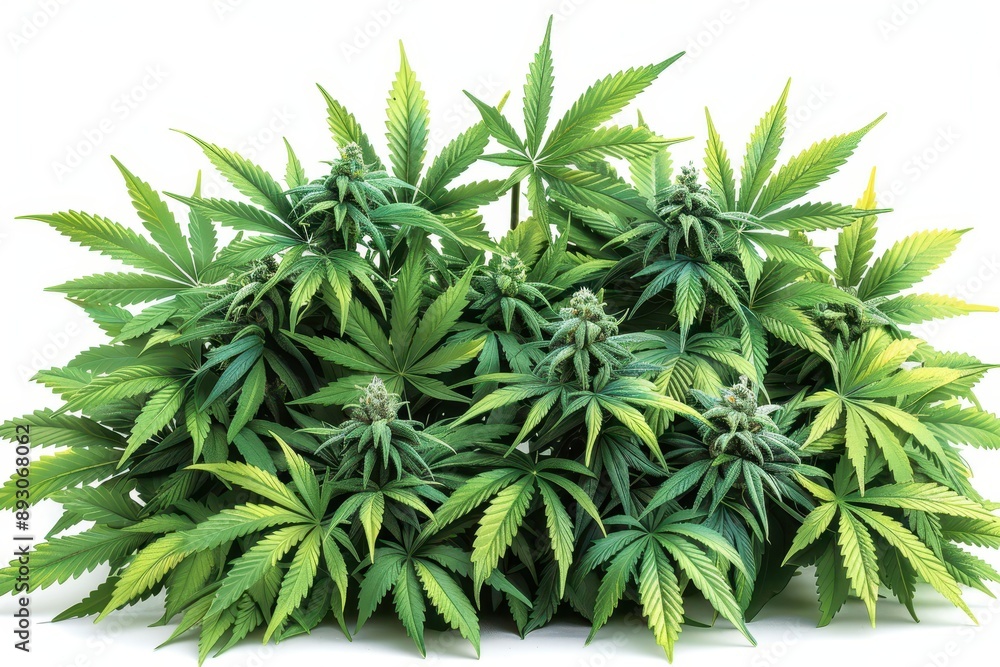 Botanical Illustration of Cannabis Plant Depicting Growth Stages Stock ...