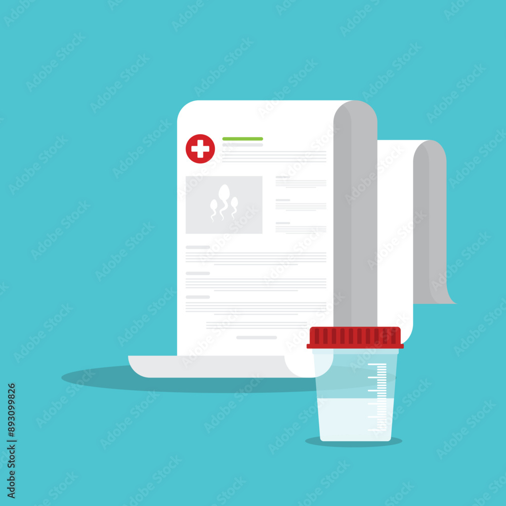 Sperm, semen test medical sample in a glass tube and medical lab ...