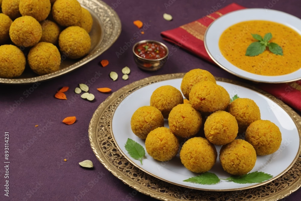 Motichoor Ladoo Rava Laddu Indian sweet dish for Diwali festival ...