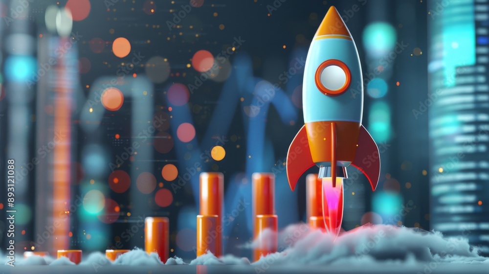 Stock-Illustration „Economic indicators show rapid and reactive growth ...