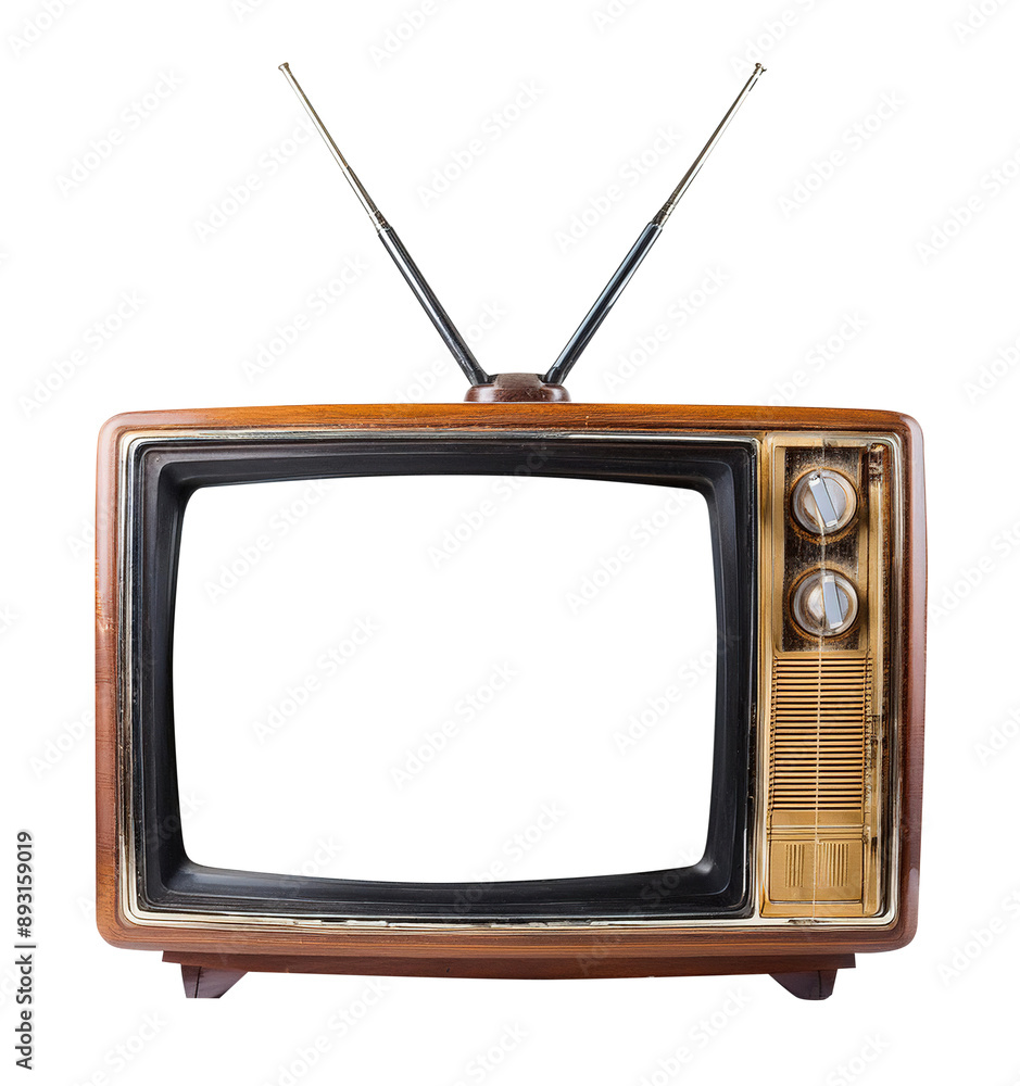 Classic vintage retro style old television with cut out screen. Old ...