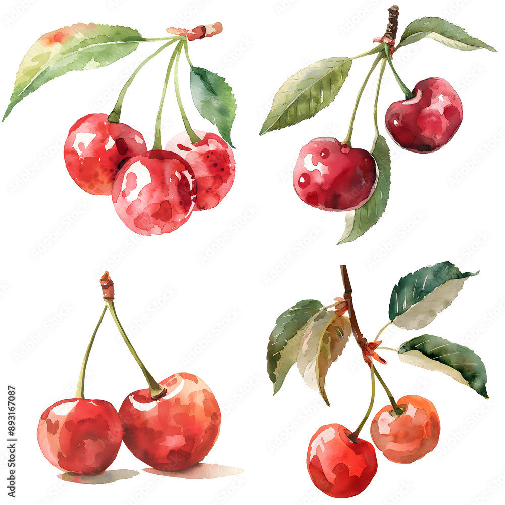 watercolor style cherry vector PNG, cute poster, vector element, PNG ...