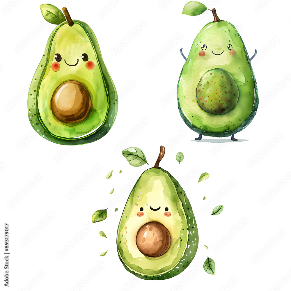 watercolor style avocado vector PNG, cute poster, vector element, PNG ...