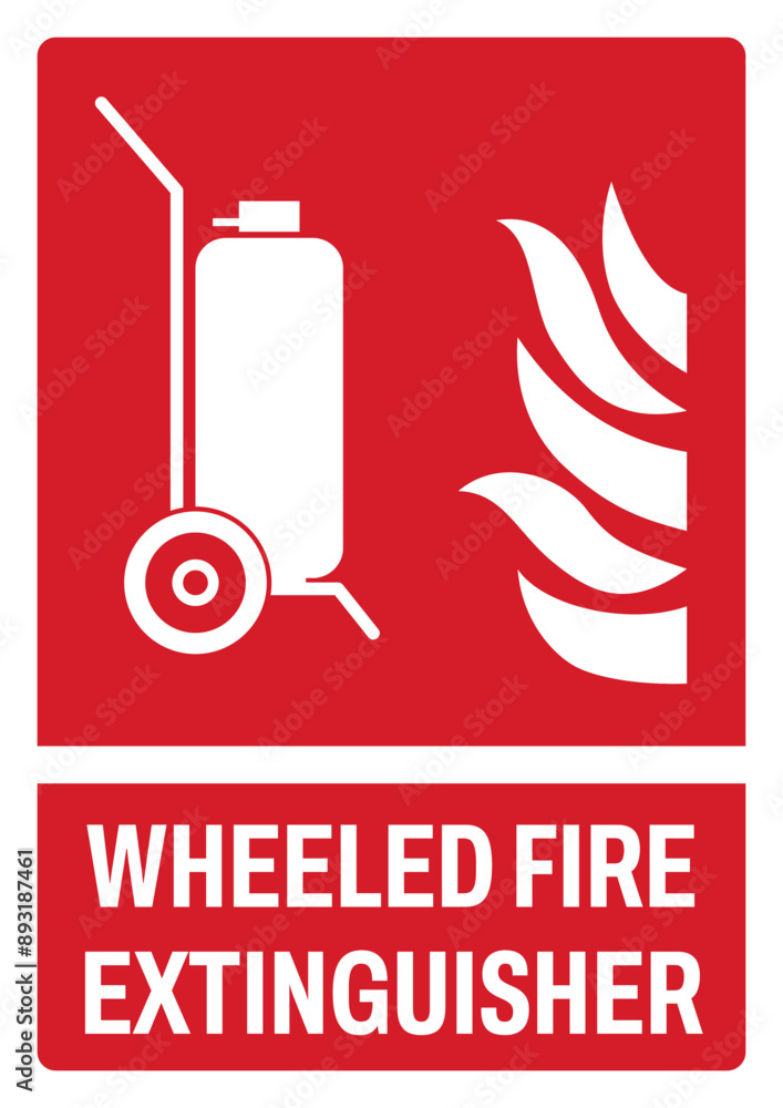 ISO fire prevention safety sign text variation_wheeled fire ...
