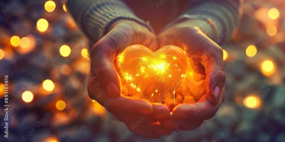 Illuminating Compassion: Hands Cradling a Radiant Heart. Abstract 4K ...