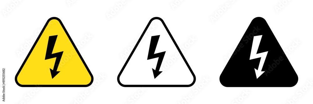 High voltage sign and icon. Warning electricity symbol. Alert, hazard ...