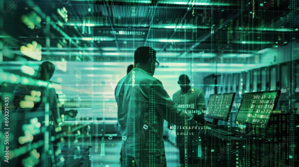 Portrait conceptual photography of IT team restoring backup data after ...