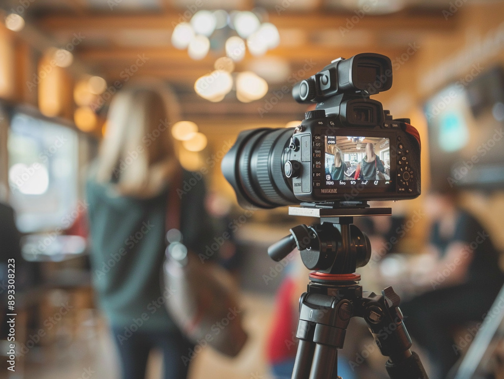 Camera Recording Interview In Indoor Setting Stock Photo | Adobe Stock