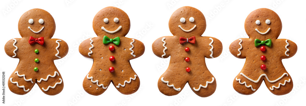 Collection of different gingerbread men on a transparent background ...