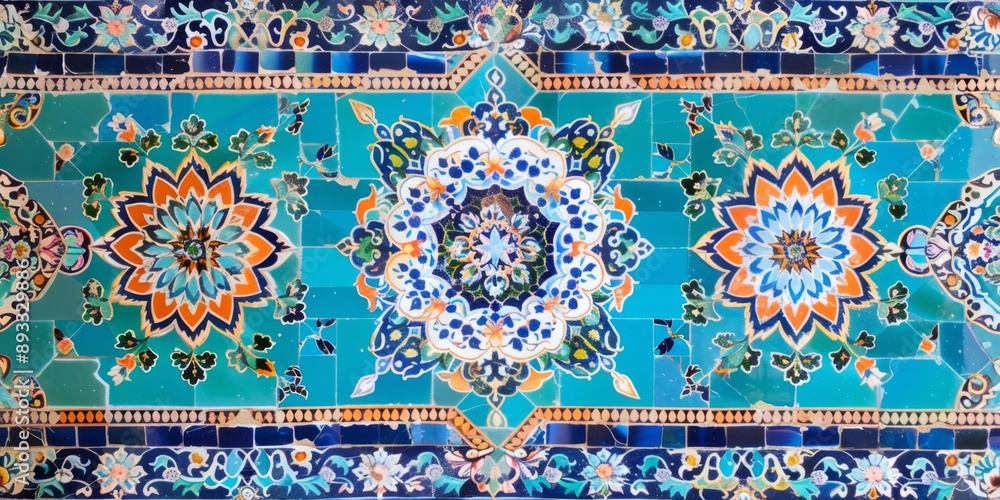 Exquisite Persian Mosaic Elegance: Intricate Geometric and Floral ...