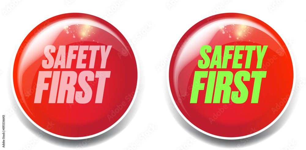 เวกเตอร์ Stock Safety first red glossy web button and banner design ...