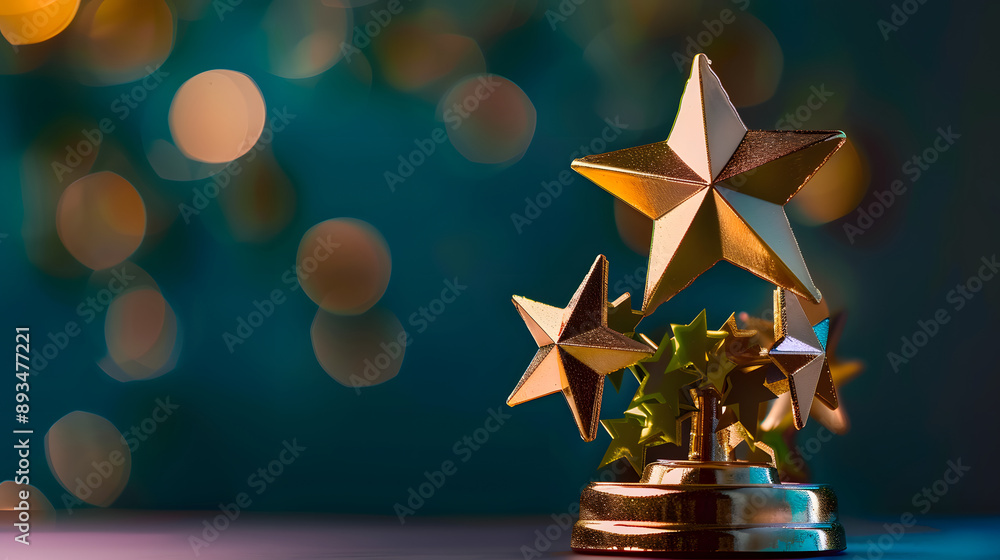 Gold winners award with stars. Star trophy for a winner or champion ...