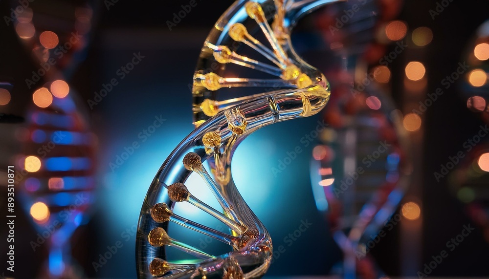 Glass Helix: Illuminated DNA Structure with Neon CoreA Glowing ...