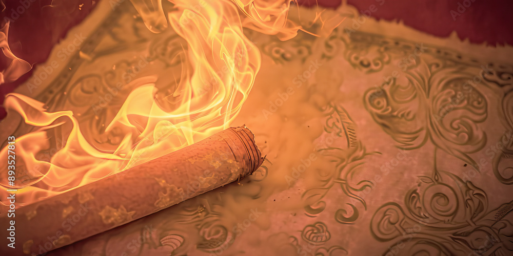 The Charred Constitution: A burning piece of parchment, half-burned and ...