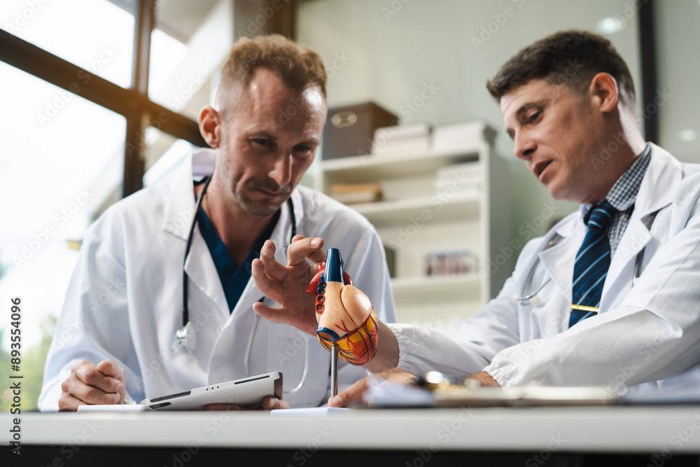 serious doctors team are analyzing how the heart system works, doctors ...