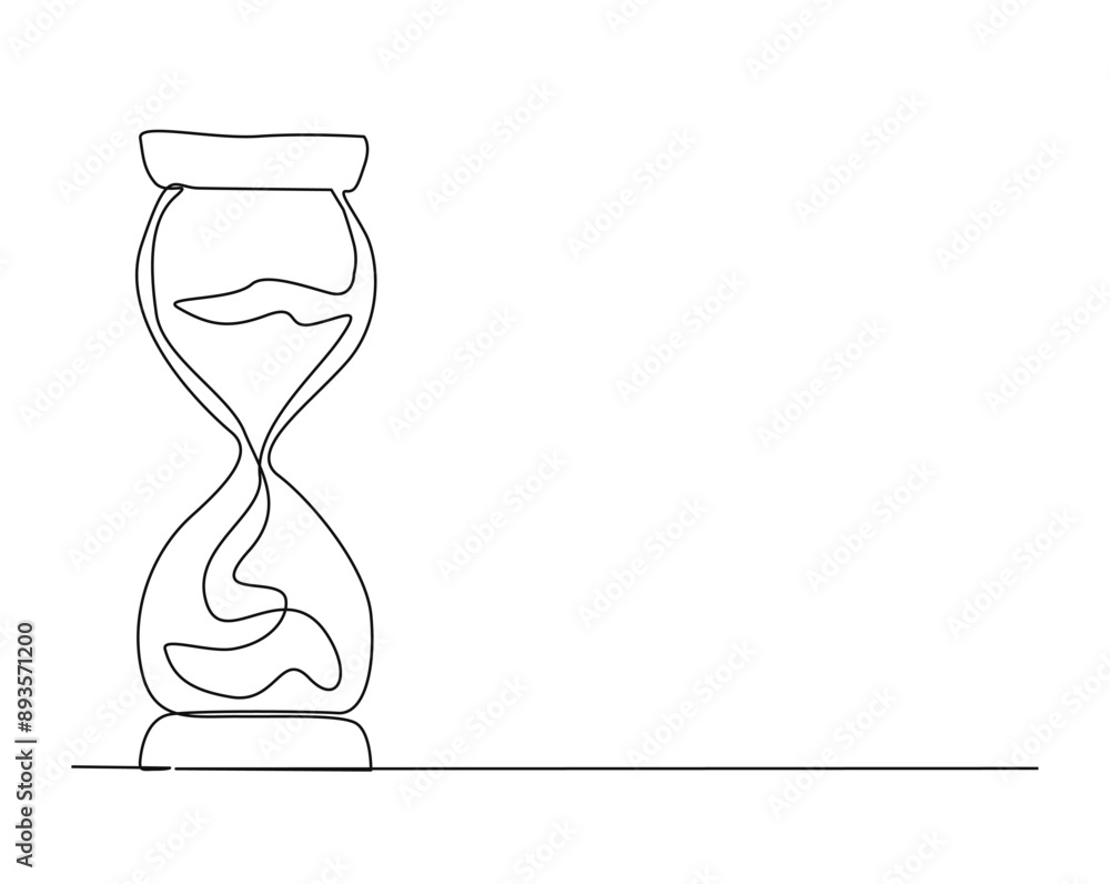 Hourglass countdown simple outline illustration. Continuous line ...