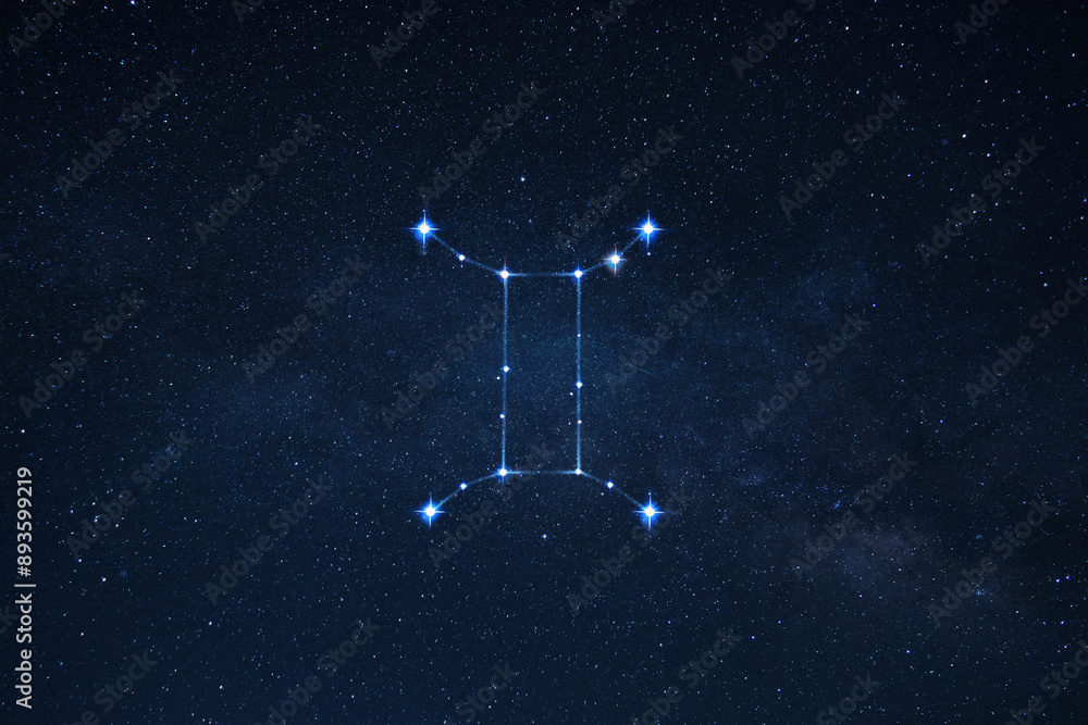 Zodiac sign twins on the starry sky with stars. Astrology, concept ...