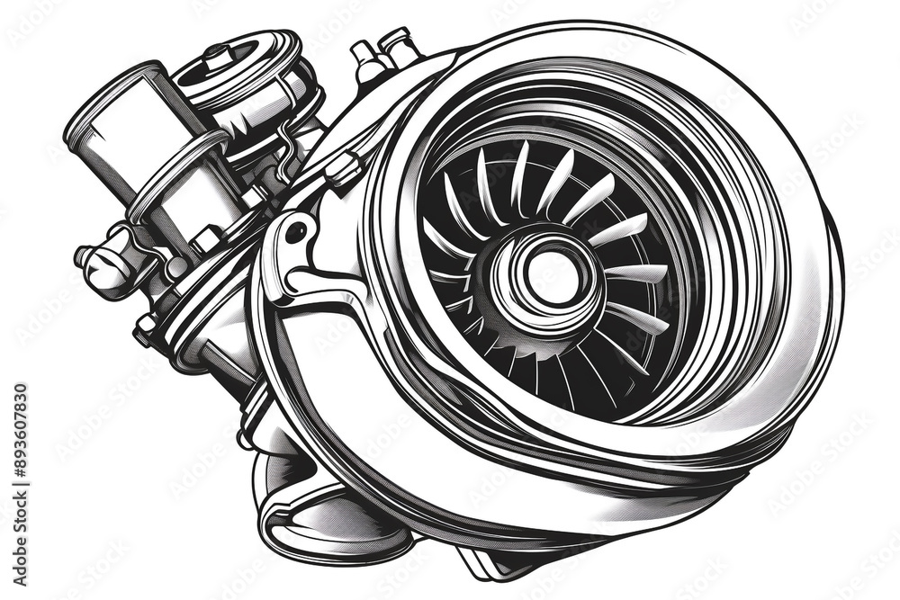 Turbo black outline drawing vector Stock Illustration | Adobe Stock