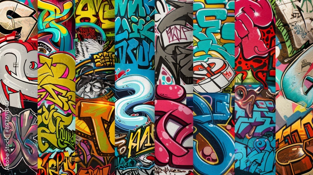 Various borders with urban street art styles featuring graffiti ...