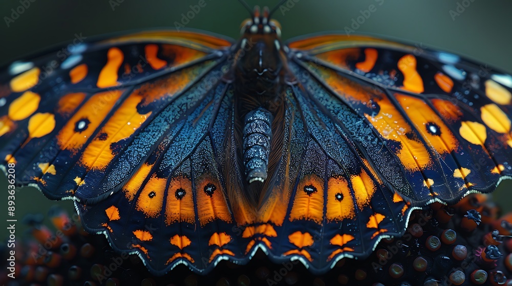Ultra-detailed photograph of a monarch butterfly wing scale ...