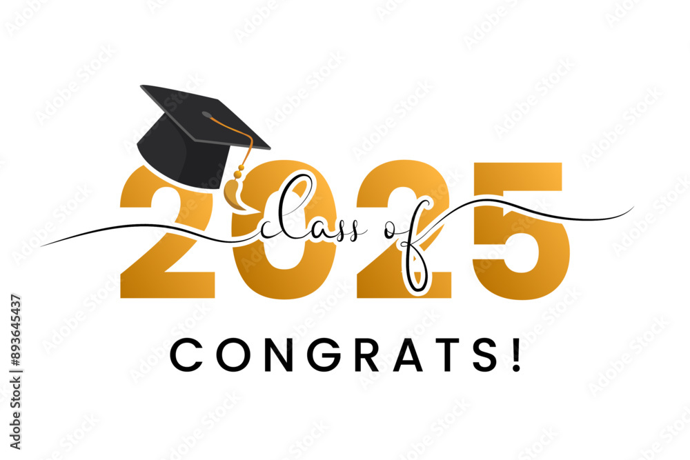 Class of 2025 trendy design template with graduation cap and lettering ...