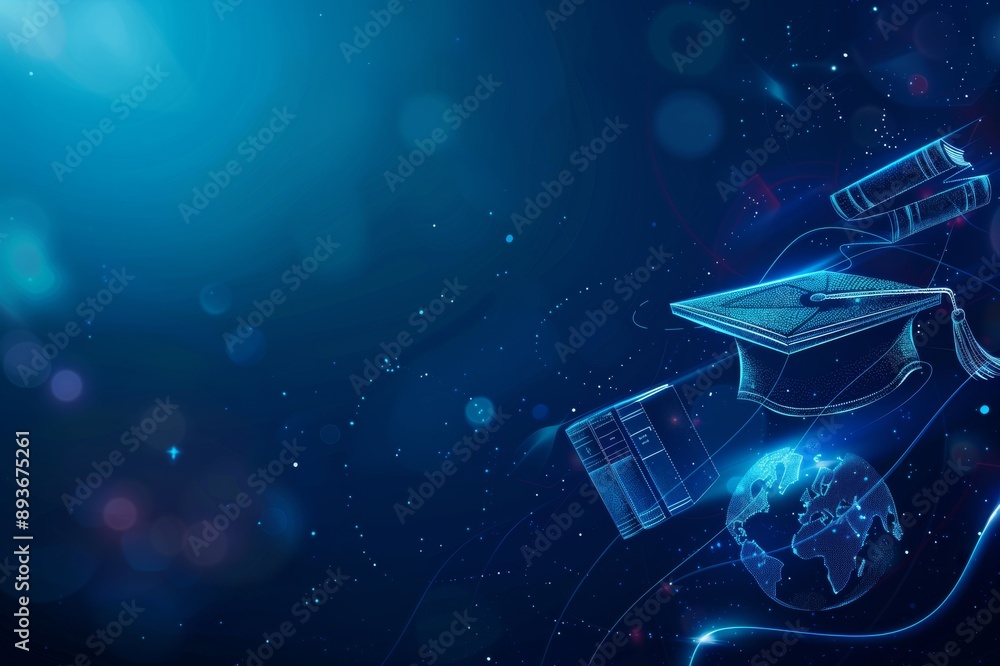 Digital Education and Online Learning Concept illustrated with a Graduation Cap symbolizing ...